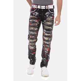 Cipo & Baxx CIPO & BAXX Herren 5-Pocket-Jeans "Jeans", schwarz, Basic, Gr. 38, gemustert, 98% Baumwolle, 2% Elasthan, Jeans, im coolen Streetstyle, CD715