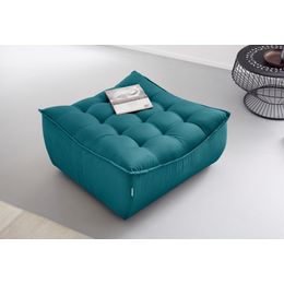 Hocker Calia italia, B:81cm H:42cm T:87cm, blau, Luxus-Microfaser Selfie (100% Polyester), Garten, Hocker, "Banjo, Designhocker in toller Optik und