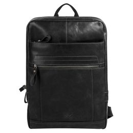 Sansibar Damen Laptoprucksack, schwarz, Leder, Rindsleder, Rucksäcke, echt Leder