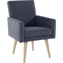 Sessel, B:64cm H:89cm T:67cm, blau, exxpo - SOFA FASHION, Wohnzimmer, Sessel, "Lungo, Loungesessel mit moderner Kedernaht, bequem und elegant",