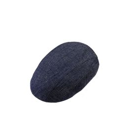 Chaplino Herren Schieberm&uuml;tze, blau, Gr. 57, unifarben, 60% Leinen, 40% Baumwolle, M&uuml;tzen, in Jeans-Optik