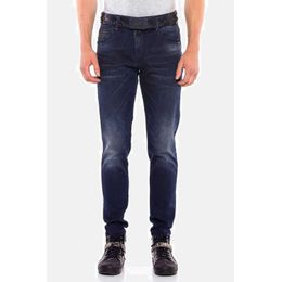 Cipo & Baxx CIPO & BAXX Herren Slim-fit-Jeans "Jeans", blau, Basic, Gr. 32, unifarben, 90% Baumwolle, 10% Elasthan, Jeans, im Slim-Fit Schnitt, CD540