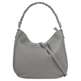 Samantha Look Damen Henkeltasche, grau, Leder, leicht glänzend, unifarben, Taschen, echt Leder, Made in Italy