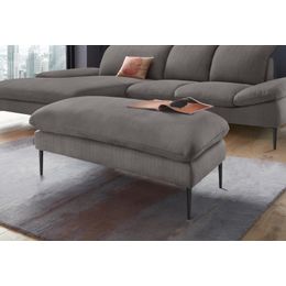 Hocker W.Schillig, B:106cm H:45cm T:71cm, grau, Chenille-Flachgewebe R66 (85% Polyester, 15% Nylon);Longlife Xtra-Leder Z59: Glattleder mit modischer