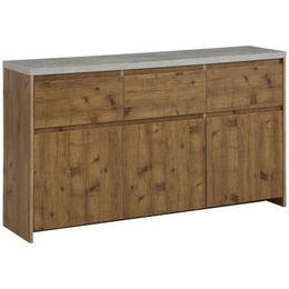 Highboard Home Affaire, B:140cm H:80cm T:35cm, beige, Wohnzimmer, Sideboards, "Maribo", Kommode im modernen Landhaus-Stil, mit Betontopplatte, Breite
