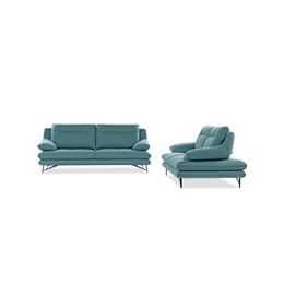 3-Sitzer Calia italia, B:215cm H:90cm T:109cm, blau, Sofas, "Cezanne modern, elegant und bequem, aufwendige Detailverarbeitung", wahlweise mit