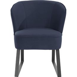 Sessel, B:66cm H:80cm T:69cm, blau, exxpo - SOFA FASHION, Wohnzimmer, Sessel, "Americano, Loungesessel", mit Keder und Metallfüßen, Bezug in