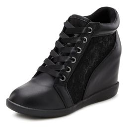 Lascana Damen Sneaker, Gr. 40, schwarz, Obermaterial: 100% Lederimitat. Decksohle: 100% Lederimitat. Futter: 100% Lederimitat. Laufsohle: 100%