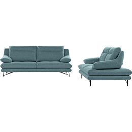 3-Sitzer Calia italia, B:215cm H:90cm T:96cm, blau, Sofas, "Cezanne modern, elegant und bequem, aufwendige Detailverarbeitung", wahlweise mit