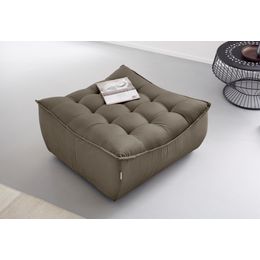 Hocker Calia italia, B:81cm H:42cm T:87cm, braun, Luxus-Microfaser Selfie (100% Polyester), Garten, Hocker, "Banjo, Designhocker in toller Optik und