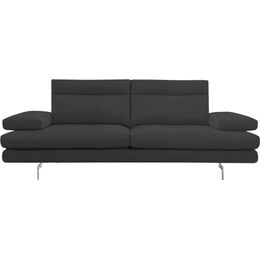 3-Sitzer Calia italia, B:208cm H:90cm T:113cm, grau, Leder BULL (100% Leder), Sofas, "Toby Wing, Designsofa mit hohem Sitzkomfort, bequem und