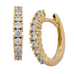 OROLINO Damen Paar Creolen "Gold 333 mit 18 wei&szlig;en Zirkonia-Steinen", one-size, Gold, gelb, Gold, Ohrringe