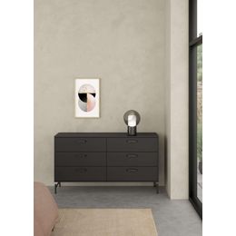 Kommode Inosign, B:138,7cm H:76,76cm T:39,8cm, schwarz, Spanplatte, Sideboards, "Dana, Aufbewahrung, Schubladenschrank, Stauraum", Sideboard mit 6