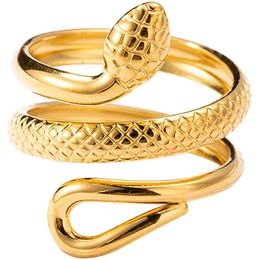 Firetti Damen Fingerring "Schmuck Geschenk Damenring Schlange", 7 g, Edelstahl, gold, Edelstahl, Fingerringe, Made in Germany