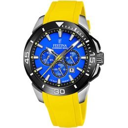 Festina Kinder Chronograph "Chrono Bike", gelb, Armbanduhren, Armbanduhr, Quarzuhr, Herrenuhr, Stoppfunktion, bis 10 bar wasserdicht