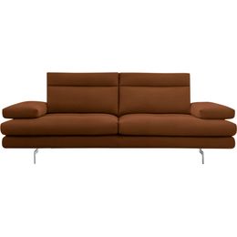 3-Sitzer Calia italia, B:208cm H:90cm T:113cm, braun, Leder ANTARES (100% Leder), Sofas, "Toby Wing, Designsofa mit hohem Sitzkomfort, bequem und