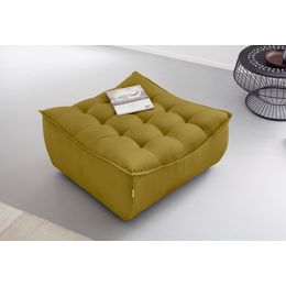 Hocker Calia italia, B:81cm H:42cm T:87cm, gelb, Luxus-Microfaser Selfie (100% Polyester), Garten, Hocker, "Banjo, Designhocker in toller Optik und
