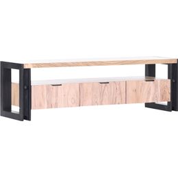 Lowboard GUTMANN FACTORY, B:166cm H:50cm T:45cm, schwarz, Massivholz, Wohnzimmer, Sideboards, "Building", Kommode im Industrial Design
