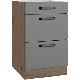 Wiho-K&uuml;chen Unterschrank WIHO K&Uuml;CHEN, B:50cm H:82cm T:57cm, grau, Holzwerkstoff, K&uuml;che, Schr&auml;nke, "Elba", Breite 50 cm, mit zwei Ausz&uuml;gen