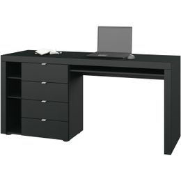 borchardt Möbel Schreibtisch BORCHARDT MÖBEL, B:173cm H:78cm T:50cm, schwarz, Büro, Tische, "Dolly", mit 3 Fächern und 4 Schubkästen