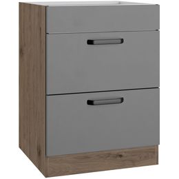 Wiho-K&uuml;chen Kochfeldumbauschrank WIHO K&Uuml;CHEN, B:60cm H:82cm T:57cm, grau, Holzwerkstoff, Schr&auml;nke, "Elba", Breite 60 cm