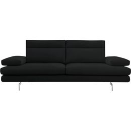 3-Sitzer Calia italia, B:208cm H:90cm T:113cm, schwarz, Leder BULL (100% Leder), Sofas, "Toby Wing, Designsofa mit hohem Sitzkomfort, bequem und