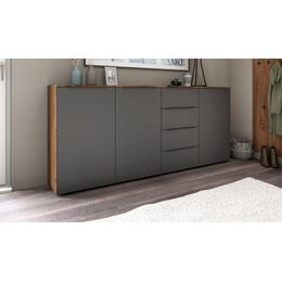 borchardt Möbel Highboard BORCHARDT MÖBEL, B:200cm H:93cm T:35cm, grau, Spanplatte, Wohnzimmer, Sideboards, "Tom", Breite 200 cm