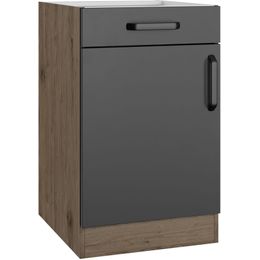 Wiho-K&uuml;chen Unterschrank WIHO K&Uuml;CHEN, B:50cm H:82cm T:57cm, schwarz, Holzwerkstoff, K&uuml;che, Schr&auml;nke, "Elba", in den Breiten 50 und 60 cm