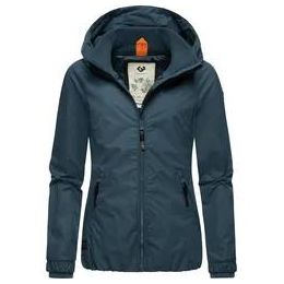 Outdoorjacke Ragwear "Dizzie" Gr. 5XL (50), blau (hellpetrol) Damen Jacken stylische Übergangsjacke mit großer Kapuze