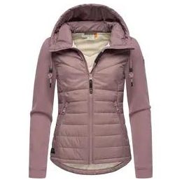 Outdoorjacke Ragwear "Lucinda" Gr. XXXL (46), lila (mauve) Damen Jacken Steppjacke aus modernem Materialmix mit Kapuze