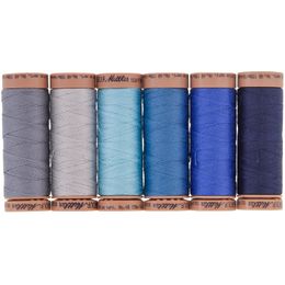 Mettler Silk Finish Cotton "Blau/Grau", Stärke: 40, Inhalt: 6x 150 m