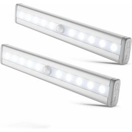 2er-Set LED-Nachtlichter mit Bewegungsmelder, Schrank-Display-Beleuchtung, LED-Streifen, selbstklebend, Betrieb mit AAA-Batterien (nicht im