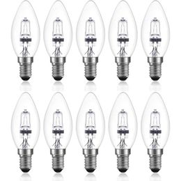 42W E14 C35 Dimmbare Halogenlampe ac 220-240V Warmweiß 2700K e14 transparente Halogenkerzenlampe (10 Stück)