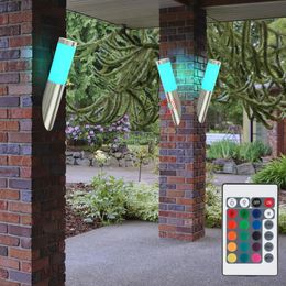 Globo Lighting - led Außenwandleuchte mit Bewegungsmelder Wandlampe dimmbar mit Fernbedienung Gartenlampe Terrassenlampe, rgb Farbwechsel, Edelstahl