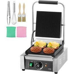 Vevor - kommerzieller Panini-Grill, 1,8 kW elektrischer Sandwich-Panini-Maker, Sandwich-Pressgrill Edelstahl, Panini-Grill mit Temperaturregelung &