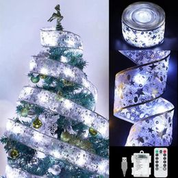 Glänzende Bandlichter, 10 m, 100 LEDs, LED-Weihnachtsbaumband, dekorative Weihnachtsgirlande, Neujahr, Hochzeit, DIY-Spitzenschleife,