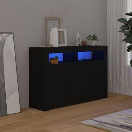 Bonnevie - Sideboard,Kommode,Küchenschrank,Aufbewahrungsschrank mit LED-Leuchten Schwarz 115,5x30x75 cm CFW747754