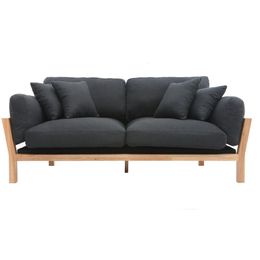 Miliboo Design-Sofa 3-Sitzer abziehbarer, anthrazitgrauer Stoff ynok