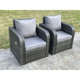 Fimous - Outdoor Gartenmöbel Set Polyrattan Garten Sofa Balkonmöbel Sitzgruppe mit Hocker,Armstuhl,Tisch Dunkelgrau Gemischt