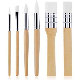 Memkey - Holzpinsel-Set, 6-teilig, Pinsel für Acrylmalerei, Malpinsel-Set, Künstlerpinsel für Öl, Aquarell, Leinwand, Bretter, Felsen, Körper,