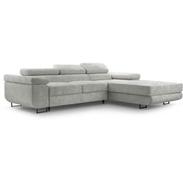 Ecksofa nillona Mini L-Form Schlaffunktion Bettkasten PSO55 Hellgrau - Furnix