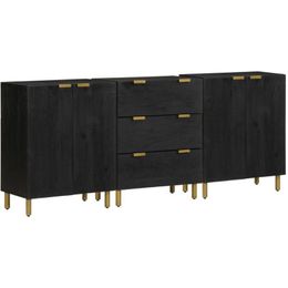 vidaXL - 3-tlg. Sideboards Schwarz Holzwerkstoff