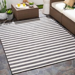 In- & Outdoor Teppich Terrasse Balkon Gestreiftes Muster Schwarz und Elfenbein 80 x 150 cm - Surya