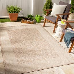 SURYA Teppich Outdoor Indoor Terrasse Balkon Modernes Skandi Design Jute Effekt Braun und Beige 200 x 275 cm