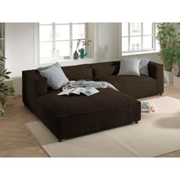 Ela – 4-sitzer ecksofa links – aus cordsamt – zeitgenössischer stil - braun