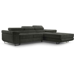 Ecksofa nillona Mini L-Form Schlaffunktion Bettkasten PSO34 Anthrazit - Furnix