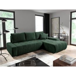 Ecksofa Sofa mit Schlaffunktion vogar Stoff Poso Grün Ottomane Rechts