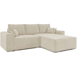 Ecksofa mit Schlaffunktion und Bettkasten, Couch für Wohnzimmer, Schlafsofa Sofagarnitur Sofa Eckcouch L-Form mit 250x86x176 cm - erno ii (Rechts,