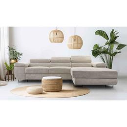 Ecksofa nillona Mini L-Form Schlaffunktion Bettkasten PSO100 Beige - Furnix