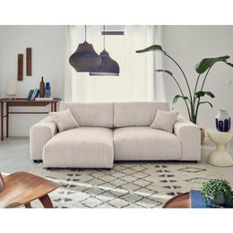 Lisa Design - Garance – ecksofa beidseitig montierbar - 4-sitzer – aus breitcord - weiß